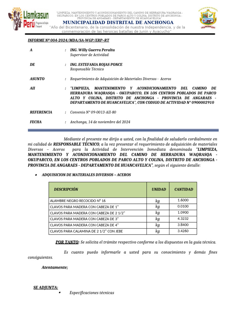 Informe #004 - Aceros | PDF