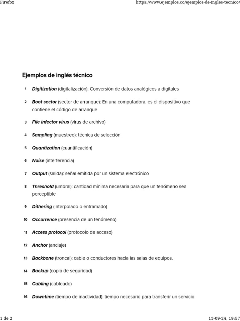 Ejemplos de términos de inglés técnico | PDF