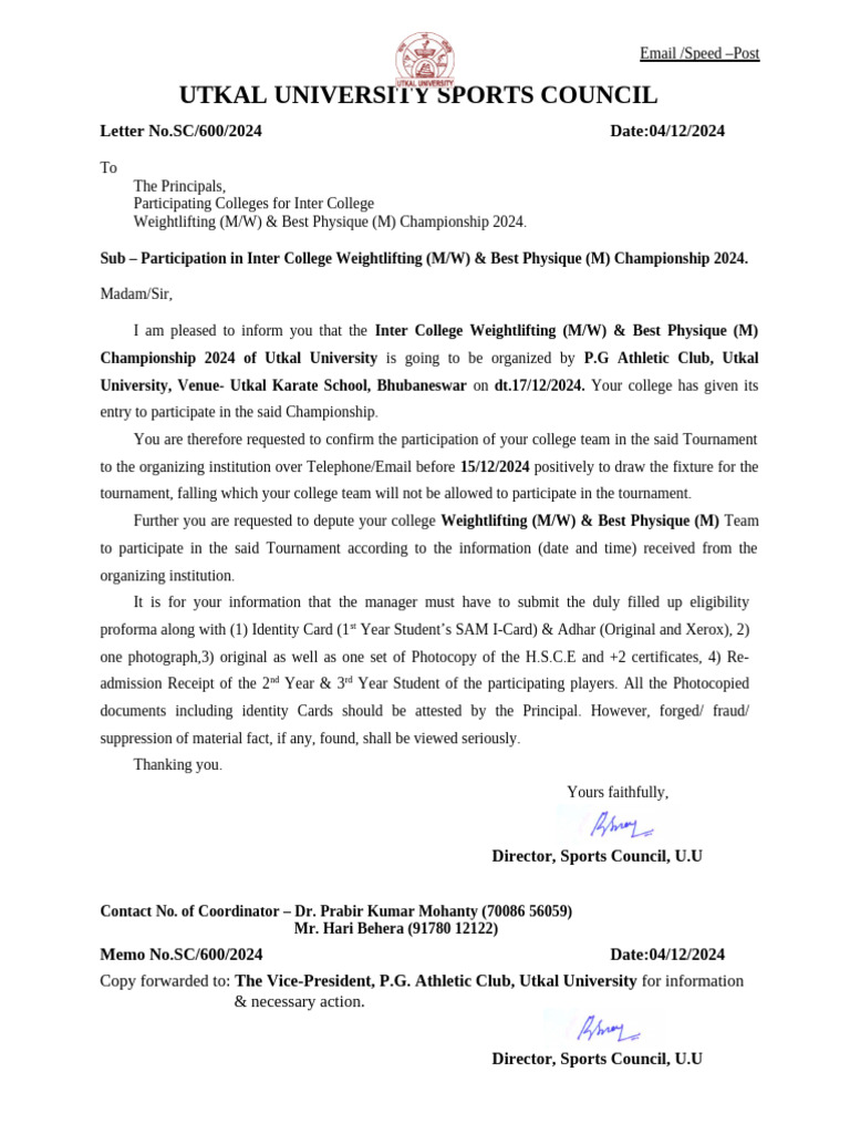 Weightlifting & Best Physique (M&W) Tournament 2024-25 | PDF