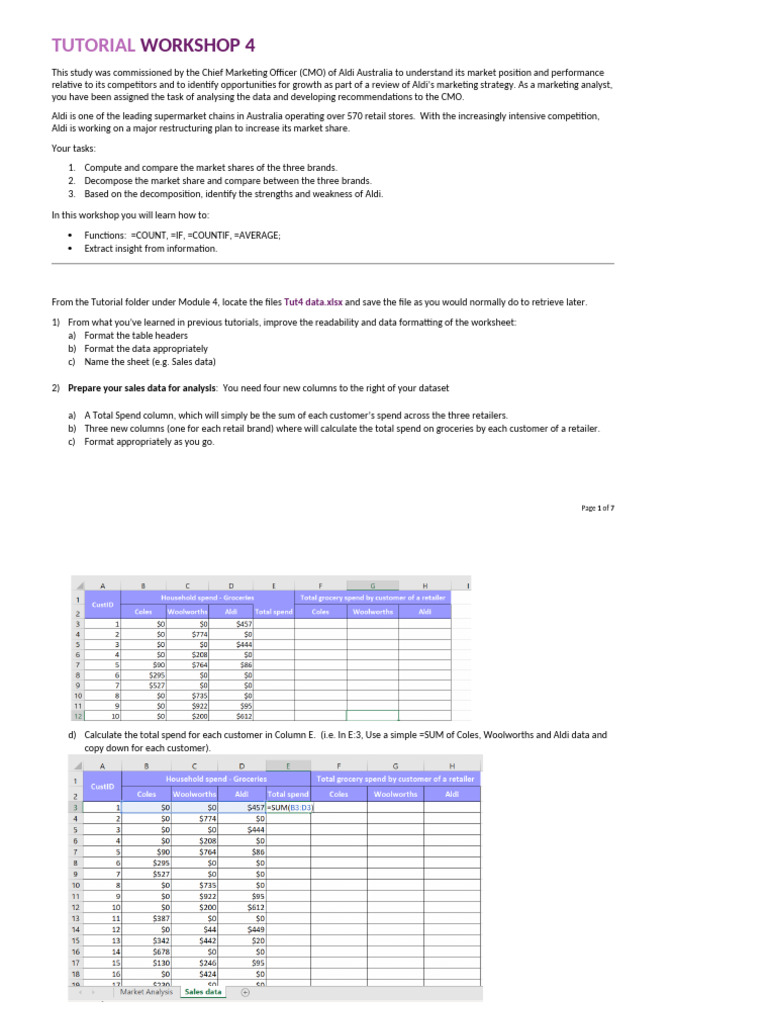 Tutorial Workshop 4 - s23 | PDF | Market Share | Retail