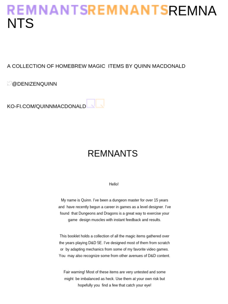 Homebrew D&D Magic Items Collection | PDF | Gallon