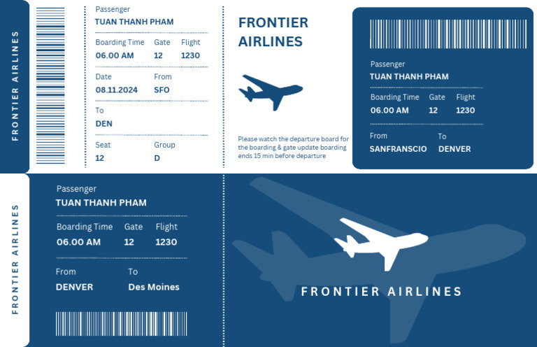 Blue Simple Boarding Pass Arlines Ticket | PDF