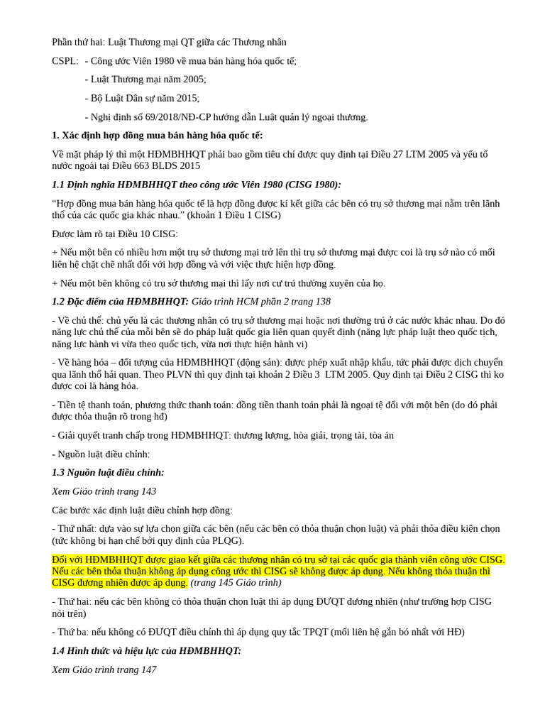 ôn tập Luật TMQT | PDF