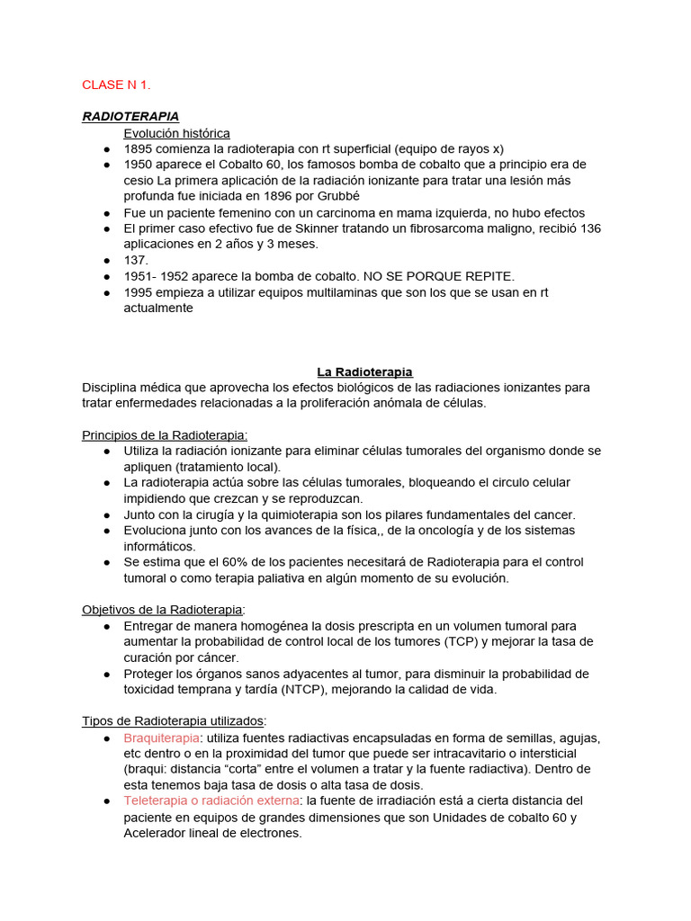 RADIOTERAPIA (1) | PDF | Terapia de radiación | Cáncer