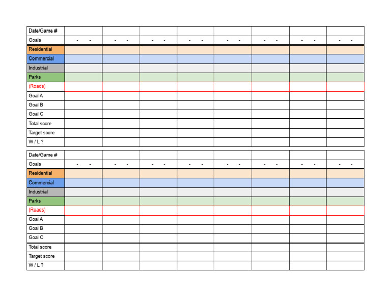 Sprawlopolis Multi-Game Scoring Sheet | PDF