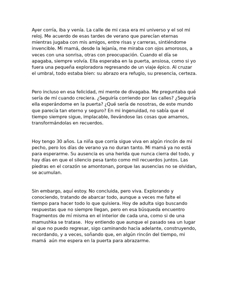 Reflexiones sobre la infancia y la pérdida | PDF