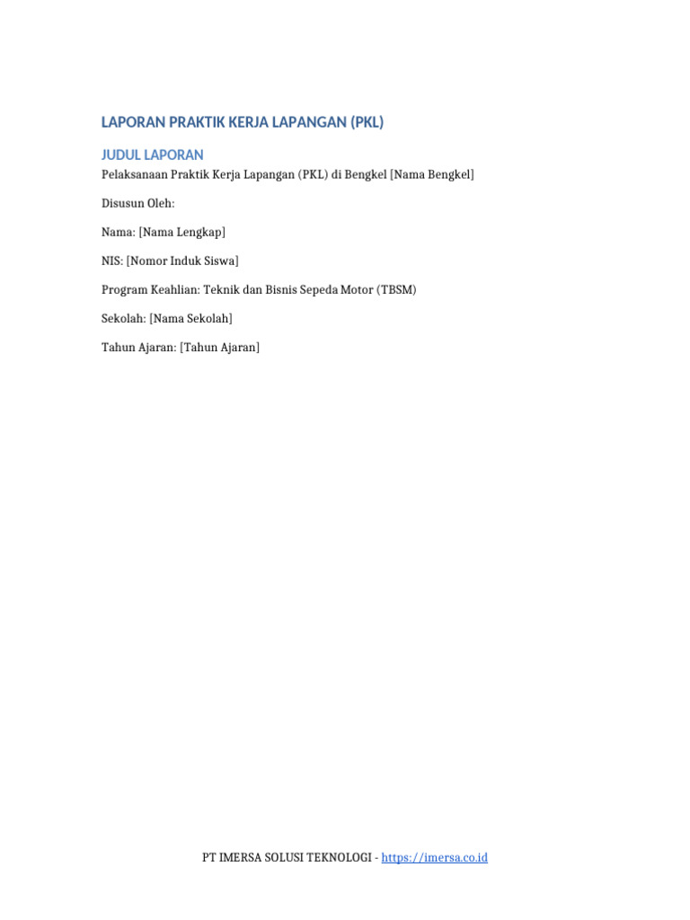 Contoh Laporan PKL TKR | PDF
