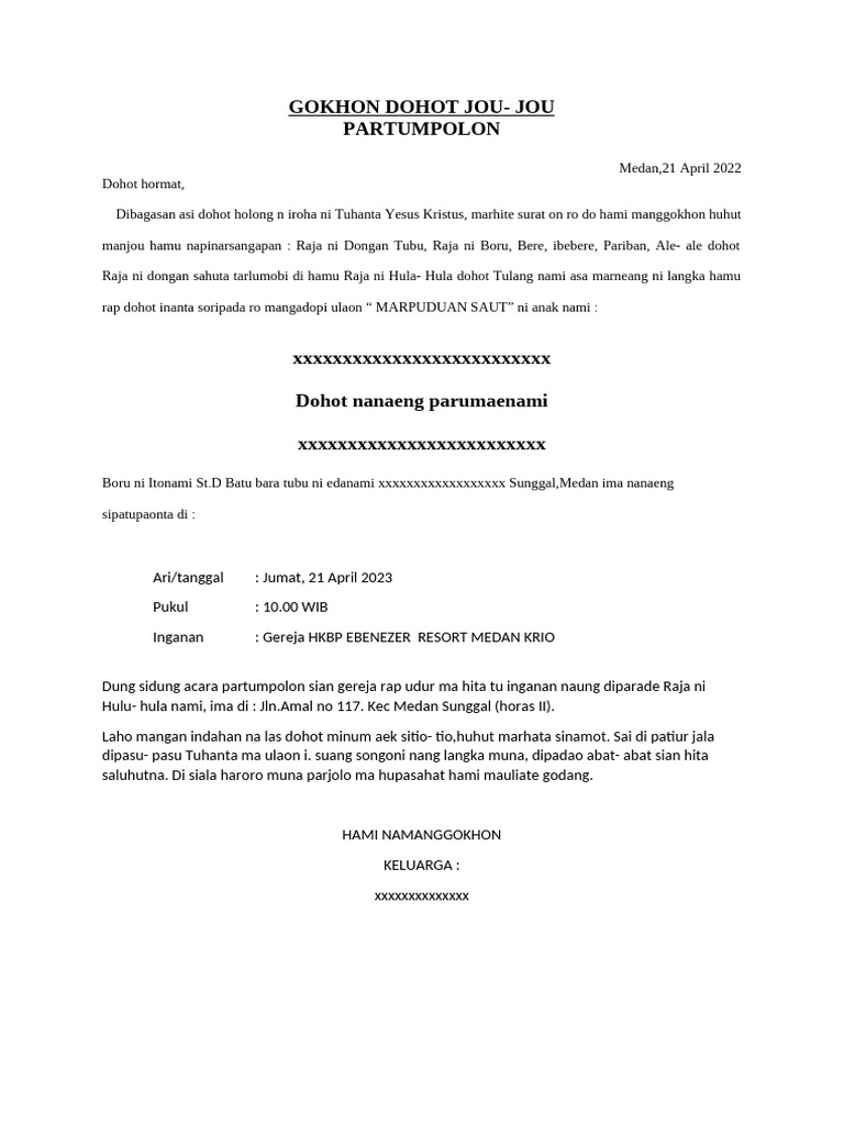 Contoh Surt Partumpolon Alex | PDF