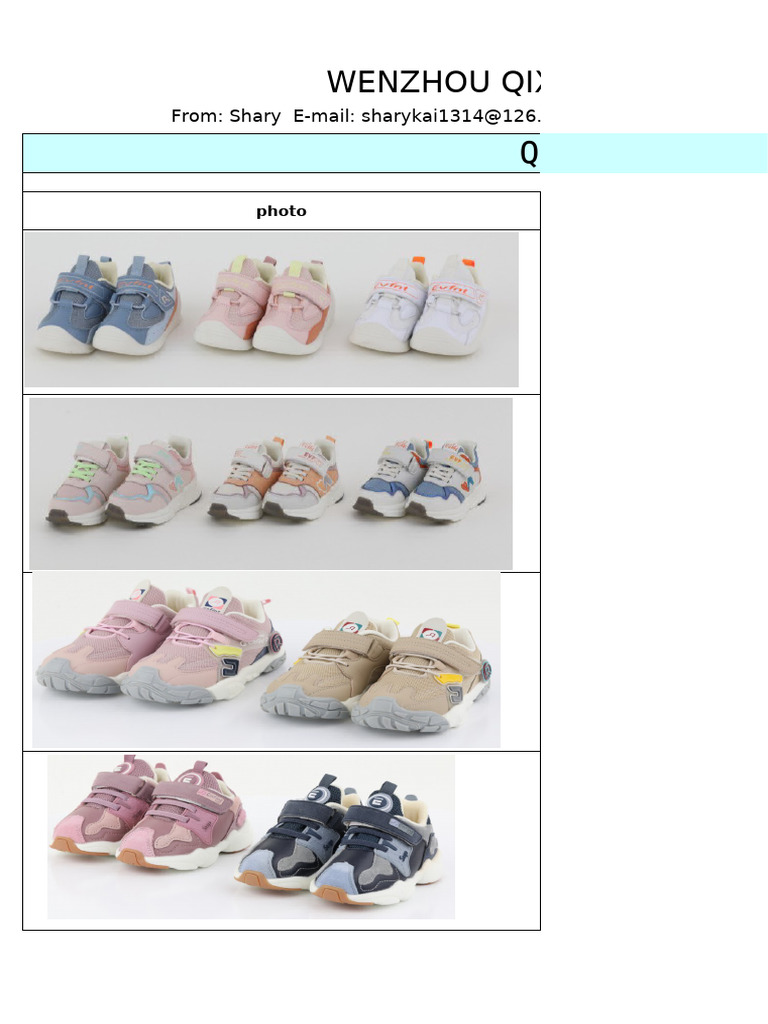 QUOTE LIST BABY SHOES From Shary | PDF | Color