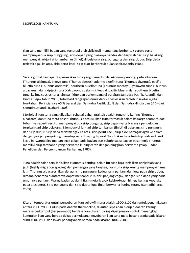 Morfologi dan Spesies Ikan Tuna | PDF