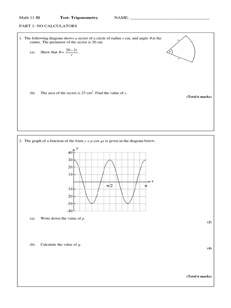 Test 4 Trig | PDF | Triangle | Trigonometry