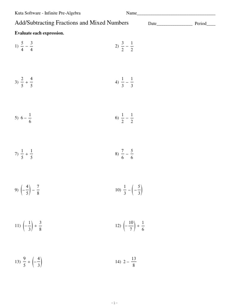 Add Subtracting Fractions and Mixed Numbers | PDF | Arithmetic | Algebra