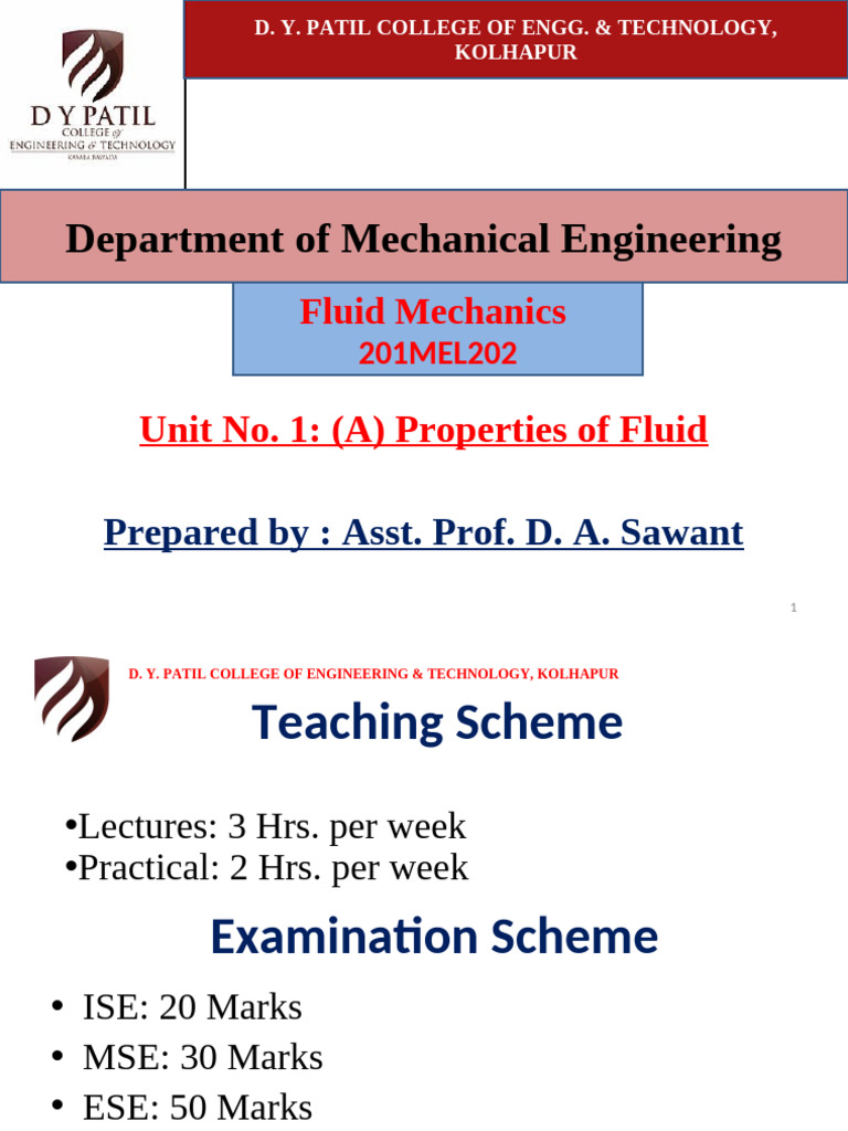 Fm Unit No. 1 - A | PDF | Fluid Dynamics | Viscosity