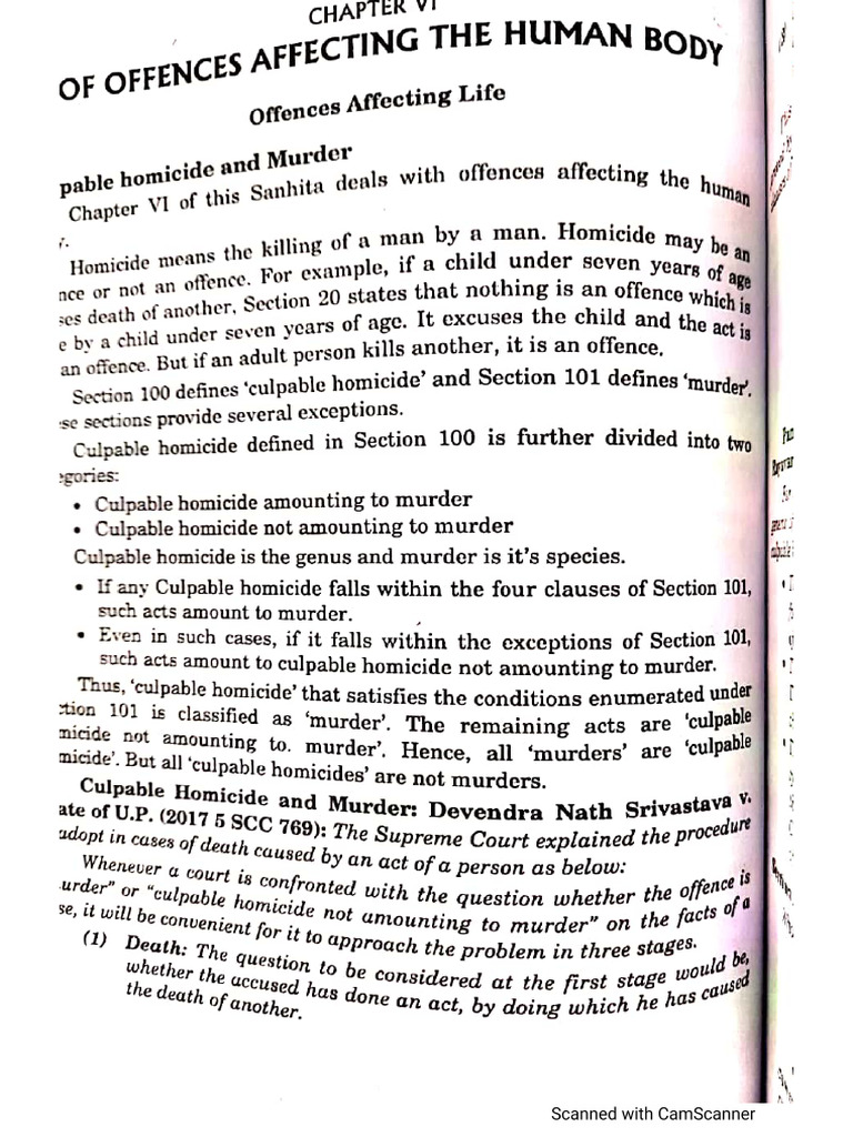 Culpable Homicide and Murder | PDF