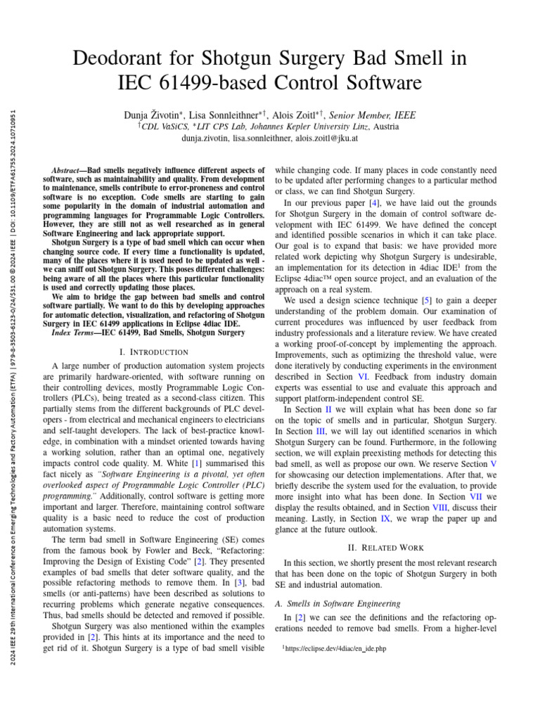 Deodorant For Shotgun Surgery Bad Smell in IEC 61499-Based Control Software | PDF | Software ...