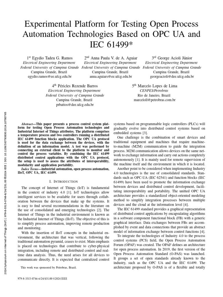 Experimental Platform For Testing Open Process Automation Technologies ...