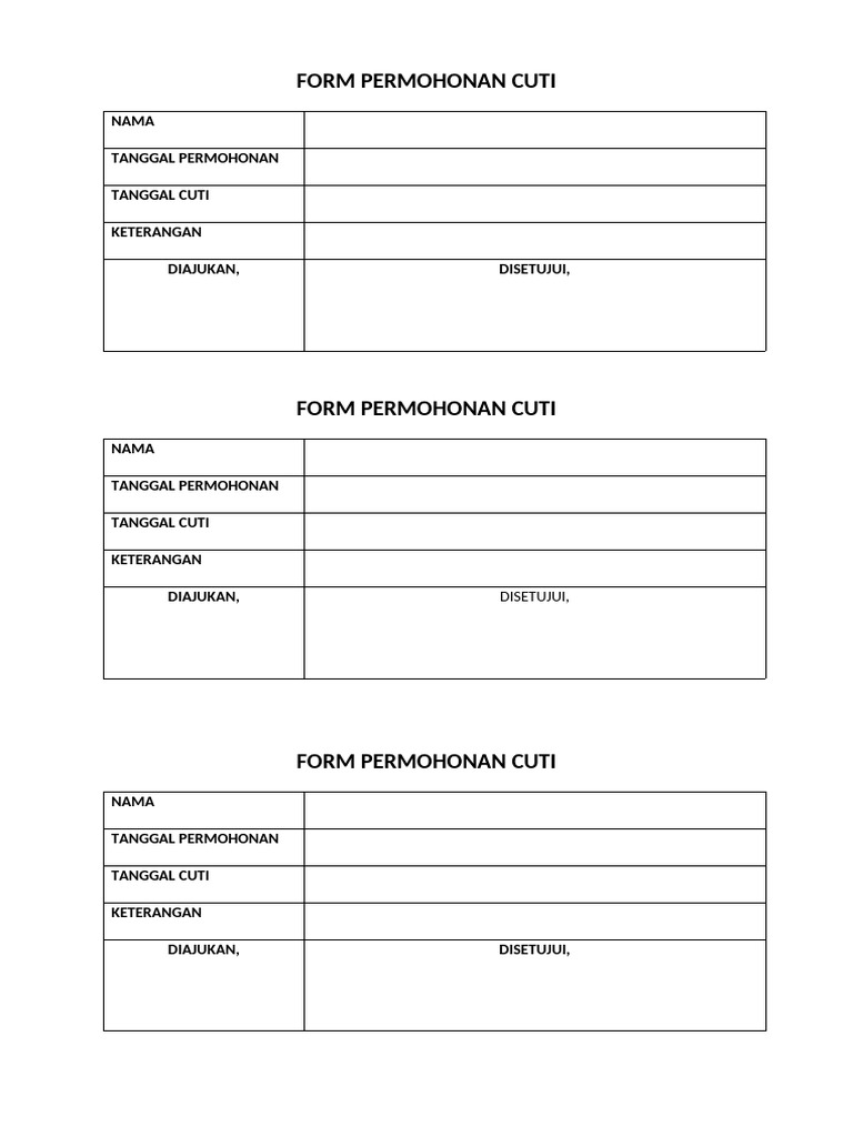 Form Permohonan Cuti Atau Izin | PDF