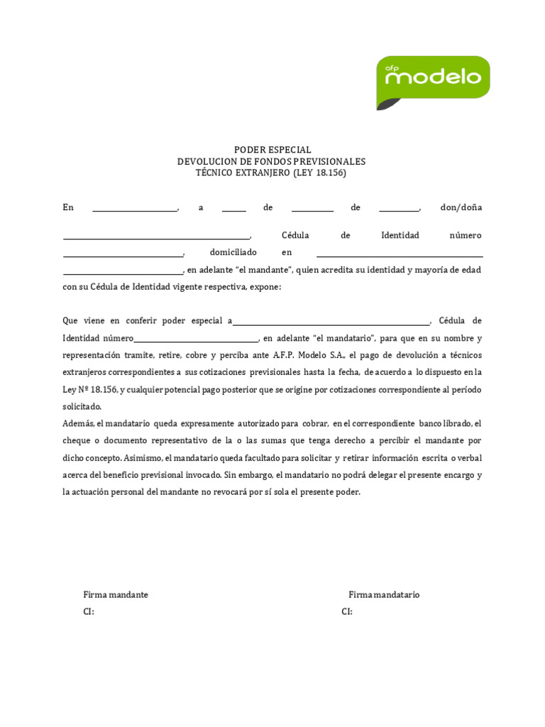 Poder Especial para Devolucion de Tecnico Extranjero 8764c28f28 | PDF