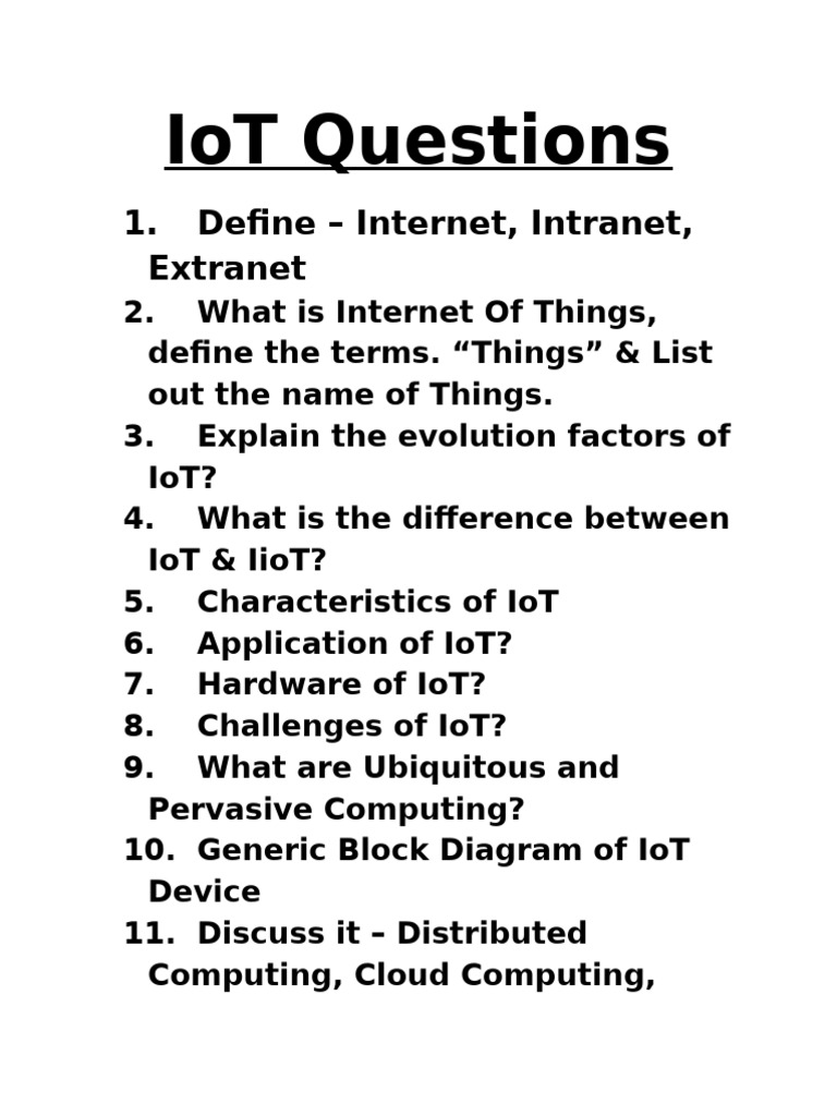IoT Questions | PDF