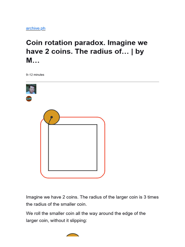 Coin rotation paradox | PDF | Circle | Earth