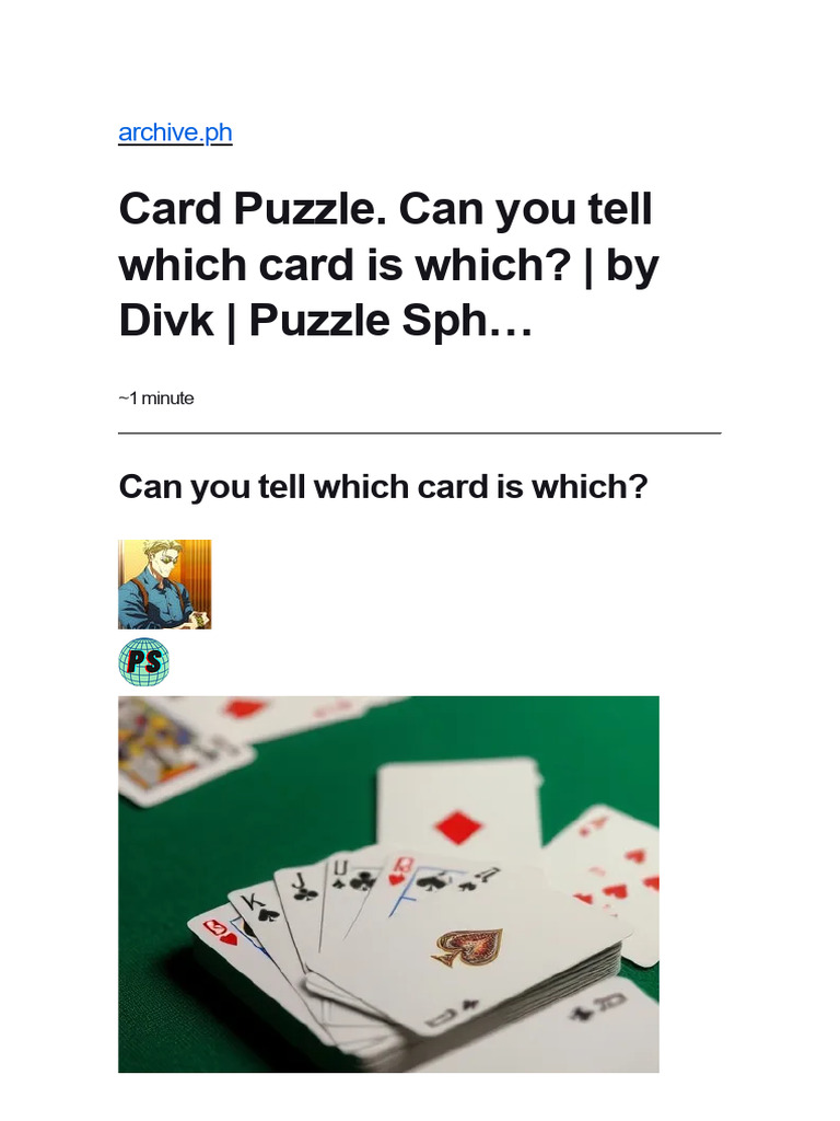 Card Comparison Puzzle Challenge | PDF