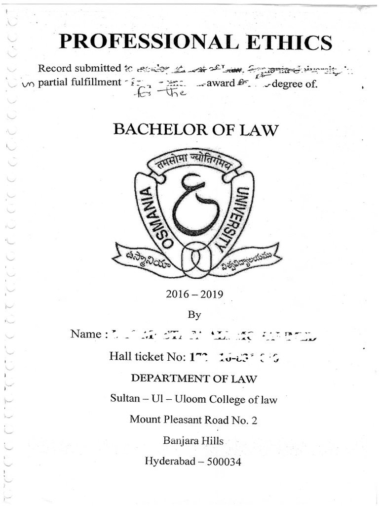 Prefessional Ethics Record | PDF