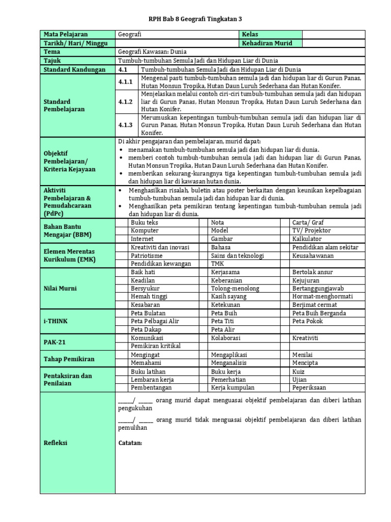 e-RPH Bab 8 Geografi Tingkatan 3 | PDF