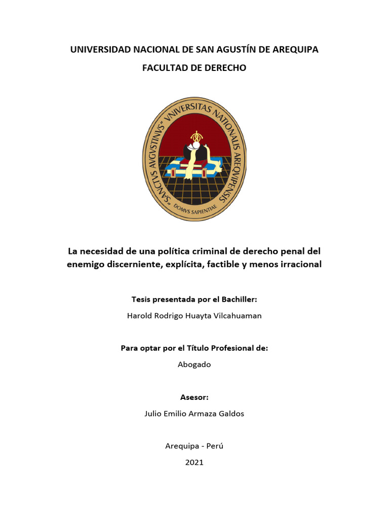 TESIS - La necesidad de una política criminal de derecho penal del ...