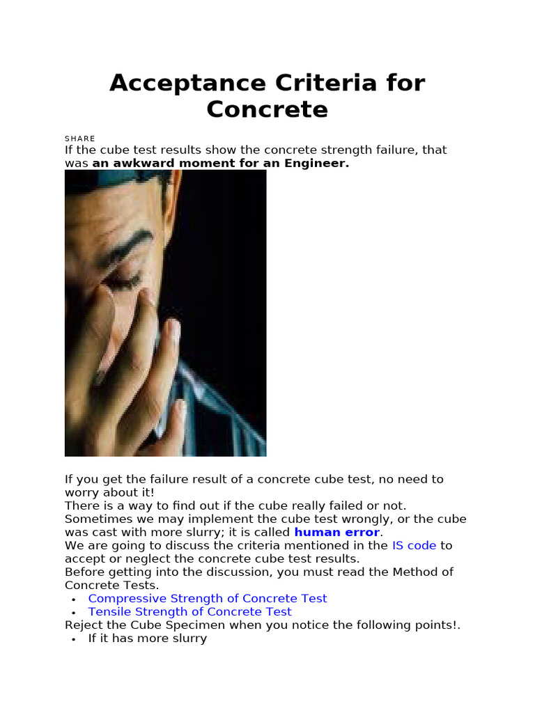 Acceptance Criteria For Concrete | PDF | Concrete