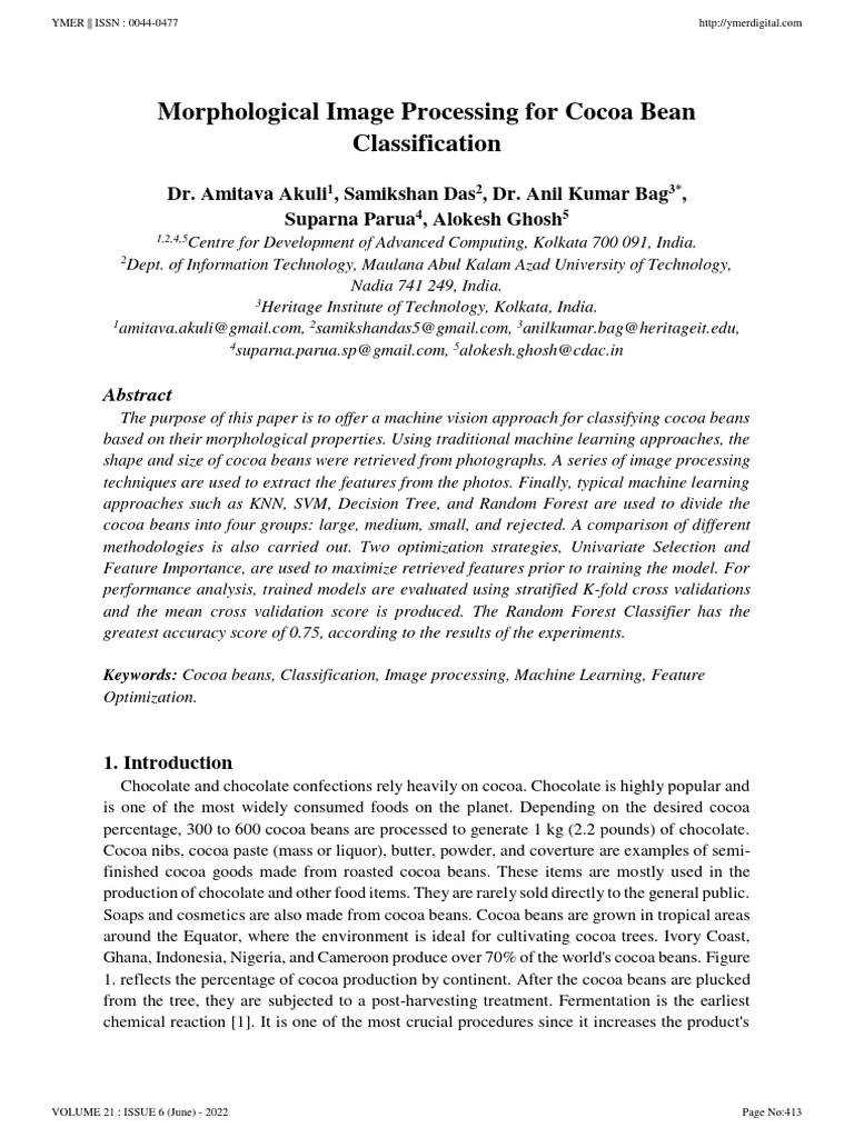 Cocoa Bean Classification via Image Processing | PDF | Support Vector ...