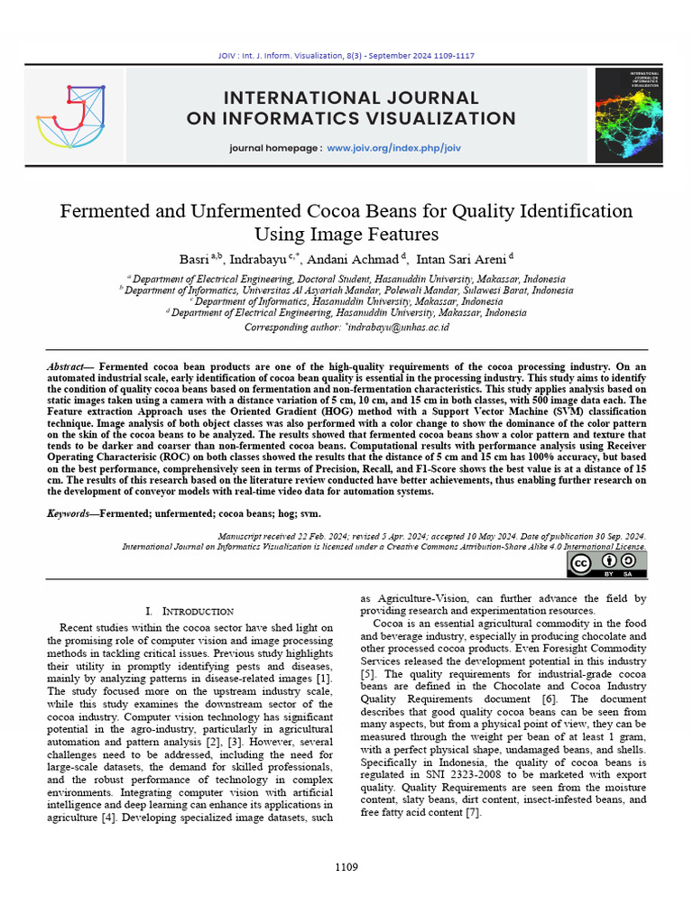 Cocoa Bean Quality Identification via Imaging | PDF | Receiver ...