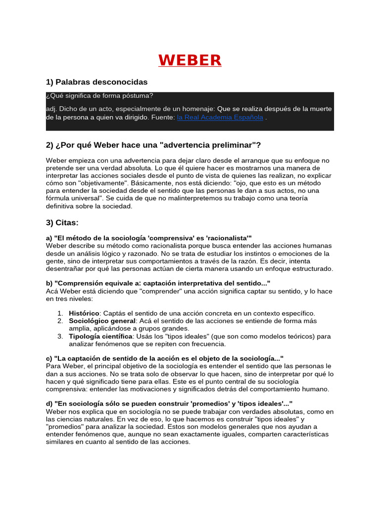 TP S - Weber 2v | PDF | Sociología | Método científico