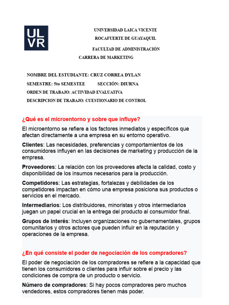 Microentorno y Poder de Negociación en Marketing | PDF | Business ...