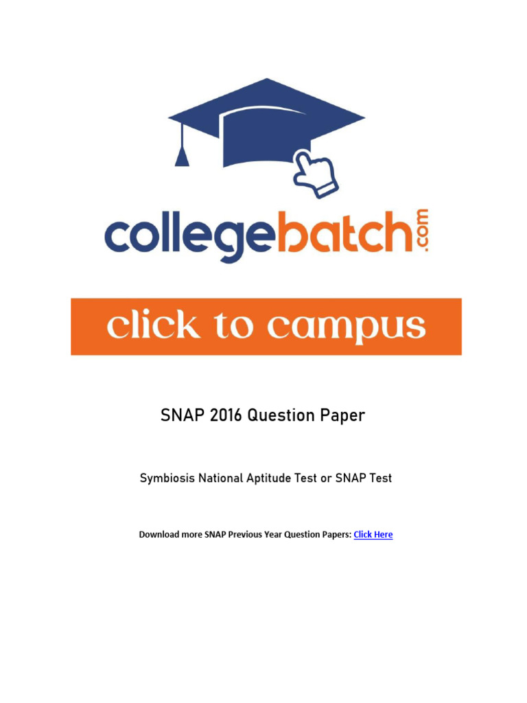 SNAP 2016 Question Paper With Answer Key | PDF