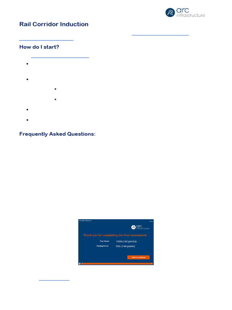 Rail Corridor Induction Getting Started FAQs | PDF Rail Corridor Induction Getting Started FAQs | PDF