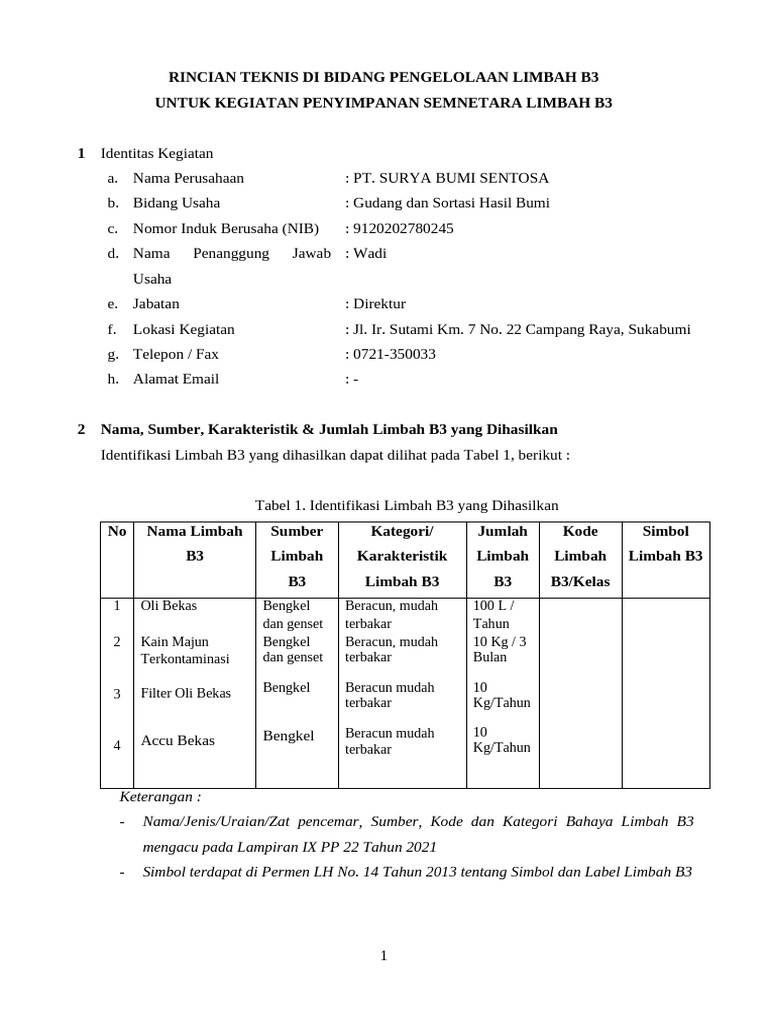 Form Rincian Teknis TPS LB3 SBS | PDF