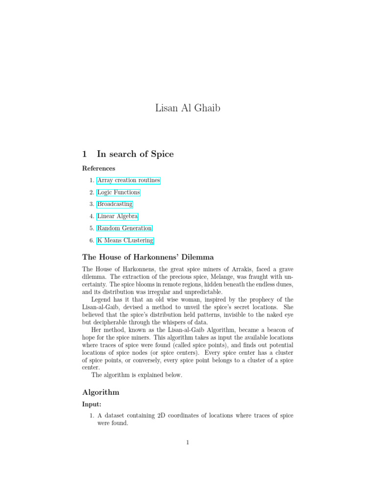 Lisan-al-Gaib Algorithm for Spice Mining | PDF | Computer Programming ...