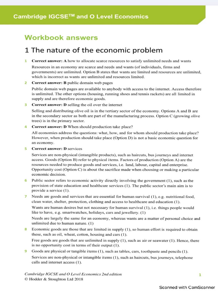 Eco Answers Workbook Sec 1&2 | PDF