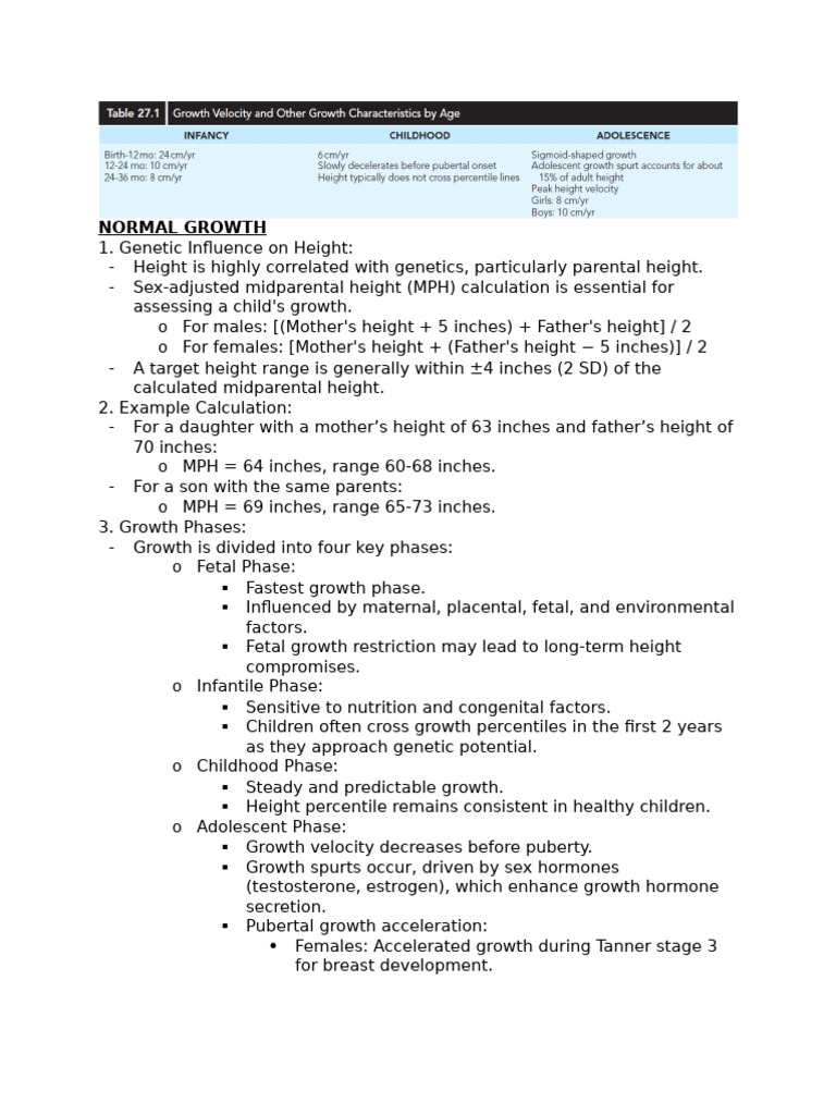 NORMAL GROWTH | PDF | Puberty | Medical Specialties