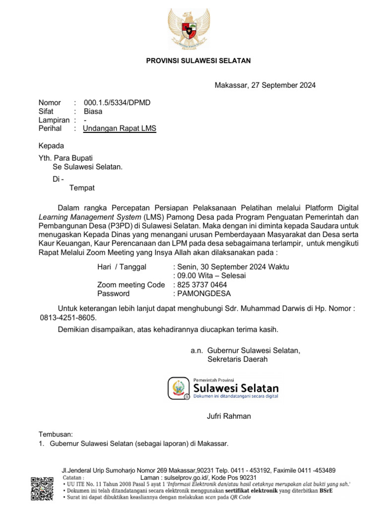 Undangan Rapat LMS#1 | PDF