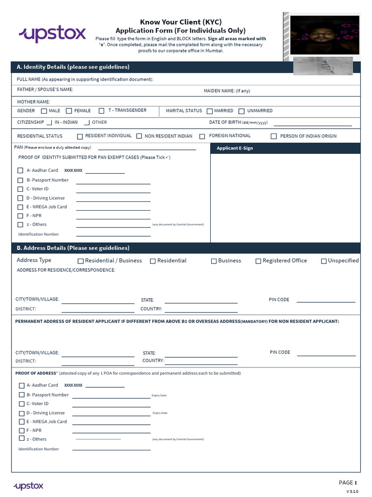 KYC Application Form for Individuals | PDF | Identity Document | Access Control
