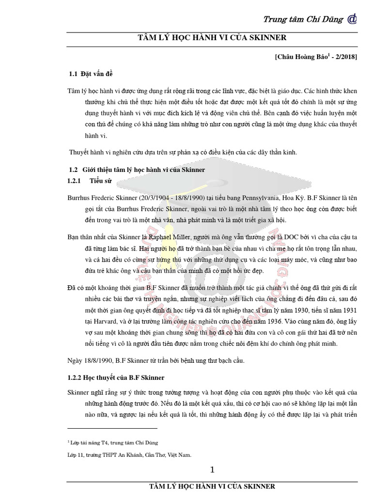 Tam Ly HC Hanh Vi CA Skinner | PDF