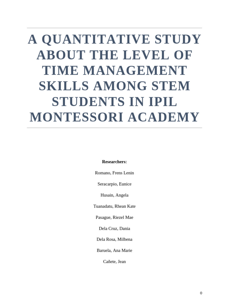 STEM Students' Time Management Study | PDF | Survey Methodology | Time ...