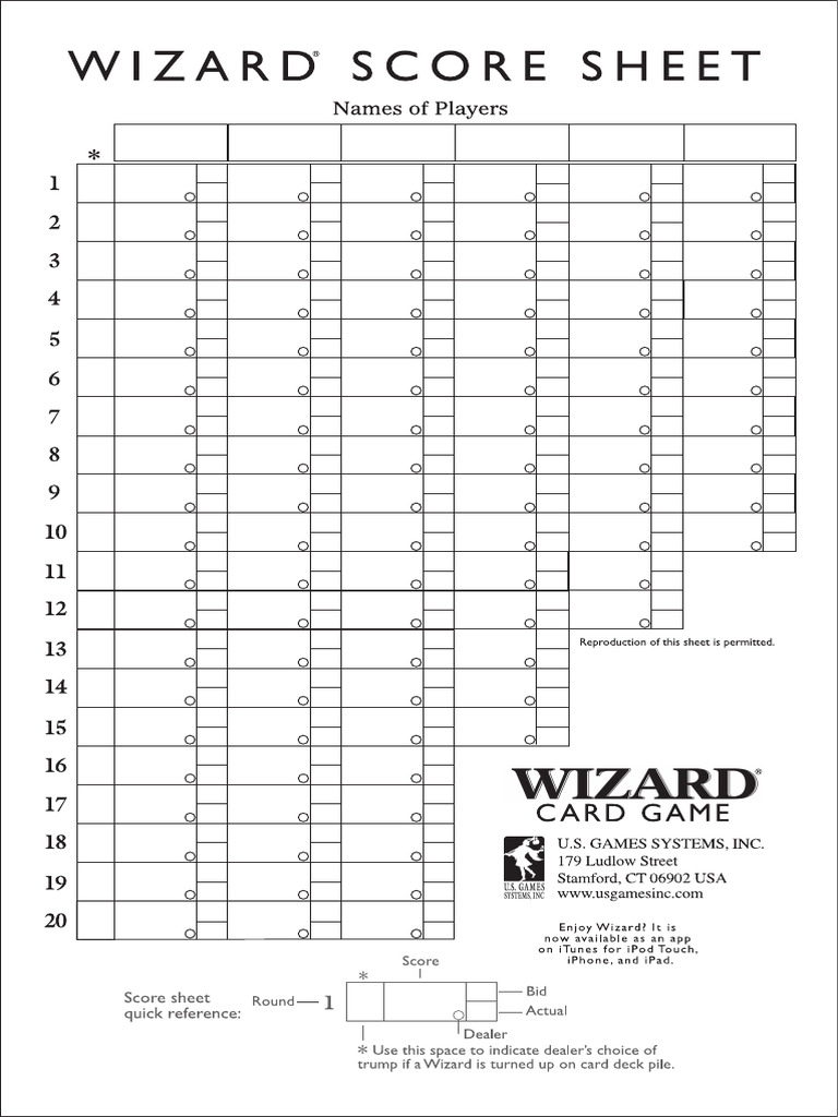 Wizard Score Sheet | PDF