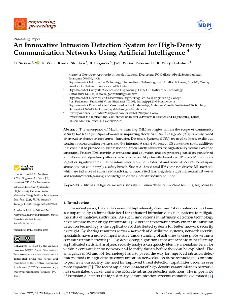 An Innovative Intrusion Detection System for High-Density Communication ...