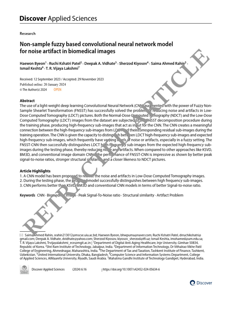 RETRACTED ARTICLE- Non-sample fuzzy based convolutional neural network model for noise artifact ...