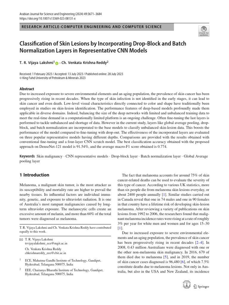 Classification of Skin Lesions by Incorporating Drop-Block and Batch ...