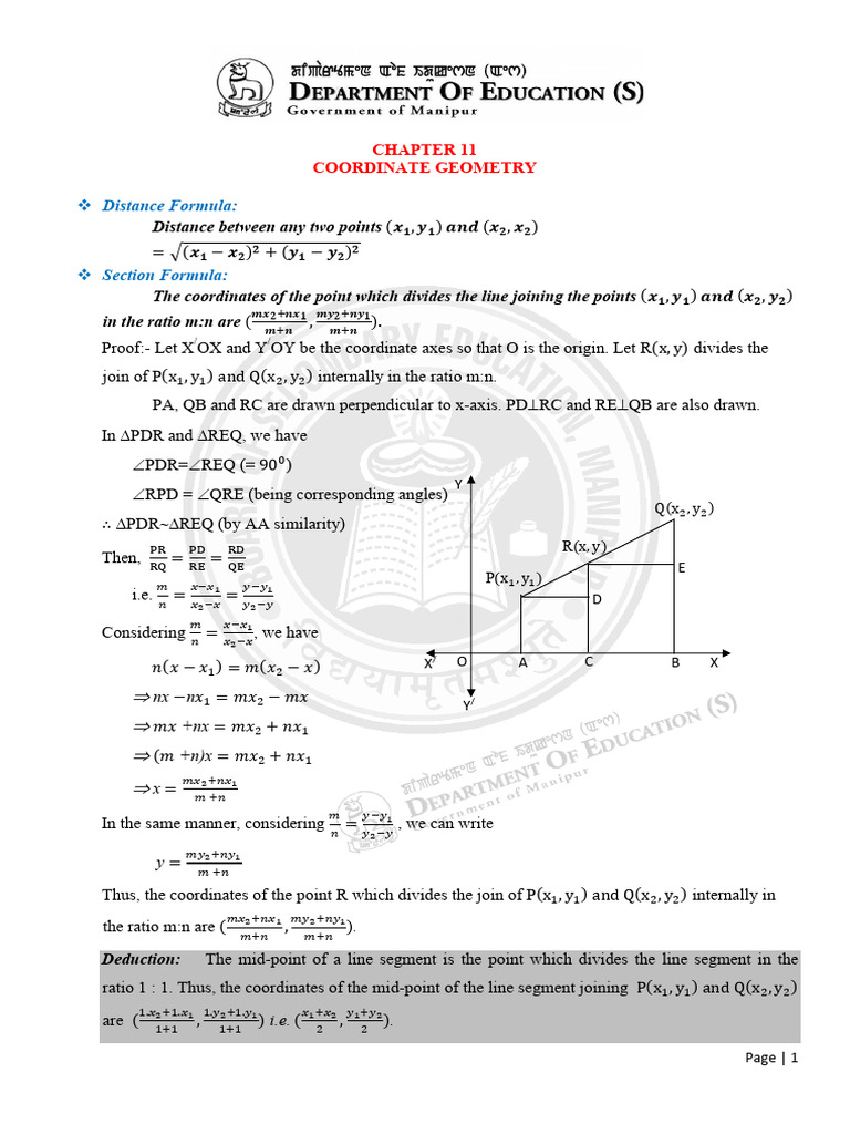 Coordinate Geometry Formulas | PDF | Elementary Geometry | Geometry