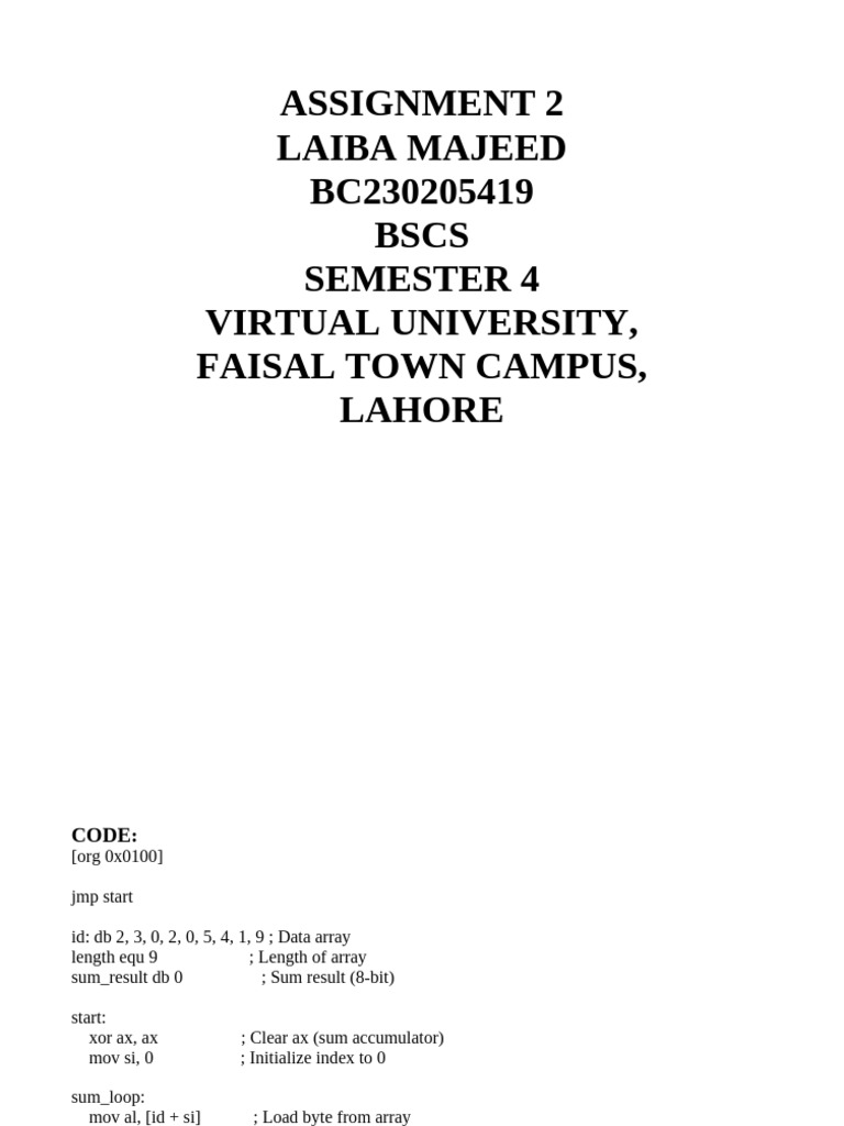 Assignment 2 CS401 BC230205419 | PDF