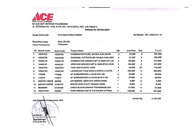 Invoice Dari Ace | PDF